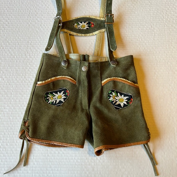 Bottoms | Traditional Austrian German Green Suede Lederhosen Shorts For ...